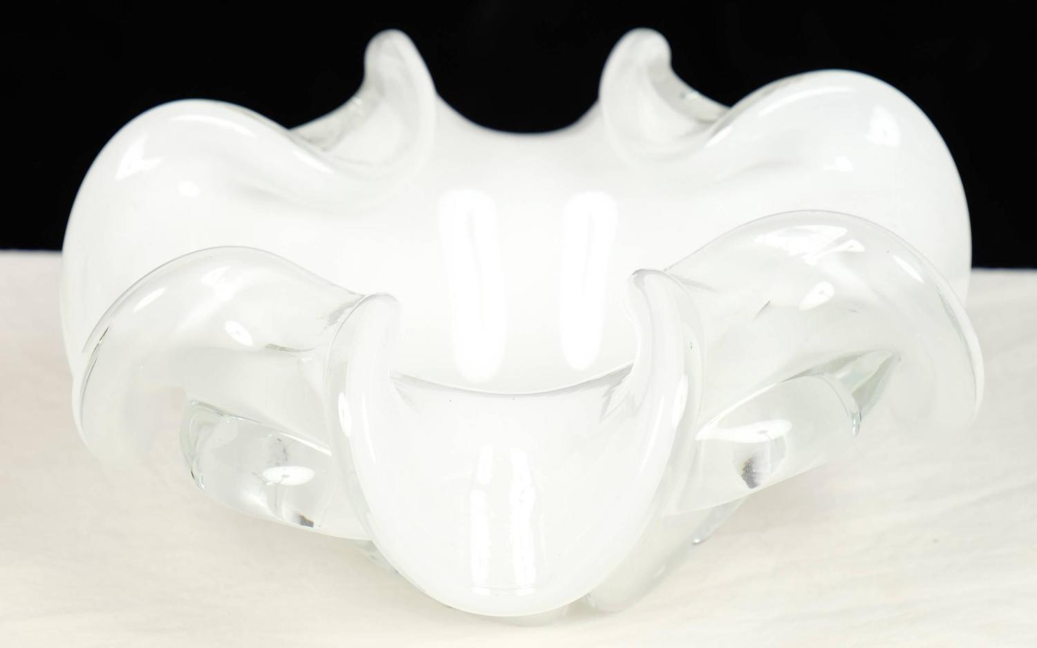 White Murano Glass Bowl At 1stdibs