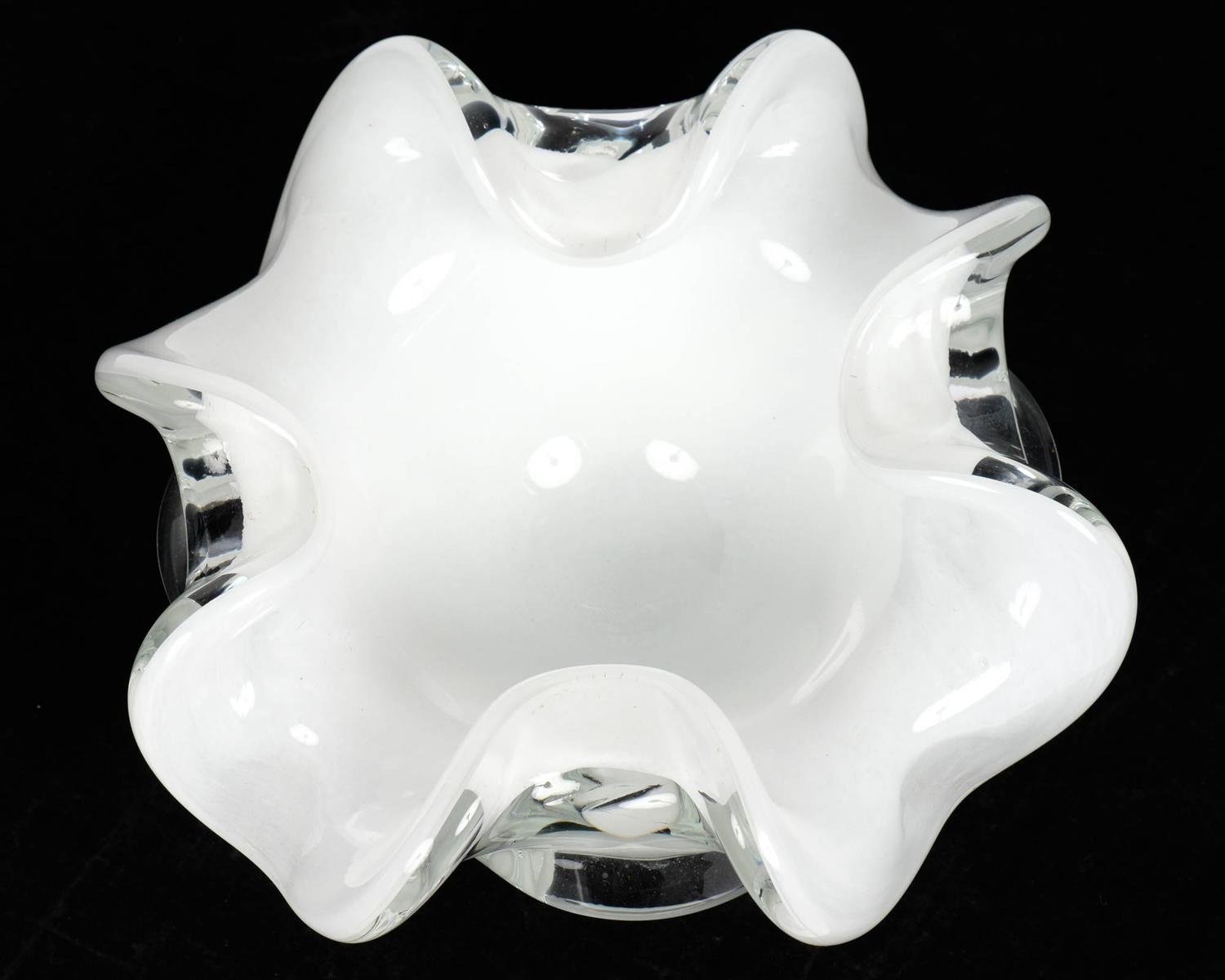 White Murano Glass Bowl At 1stdibs