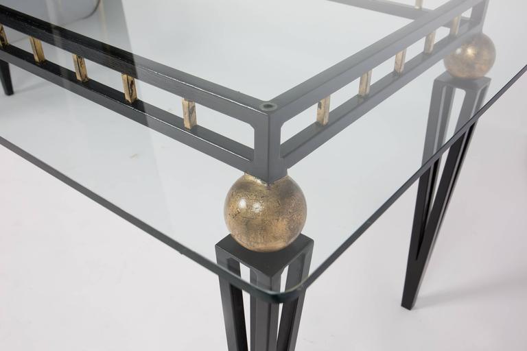 Vintage Forged Iron and Glass Dining Table at 1stDibs