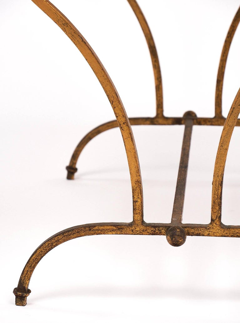 Art Deco Gold Leaf Forged Iron Bench at 1stDibs