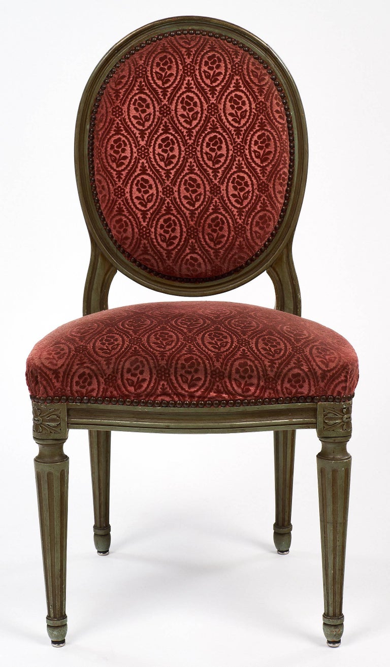 Pair of French Antique Louis XVI Style Medallion Back Chairs at 1stDibs