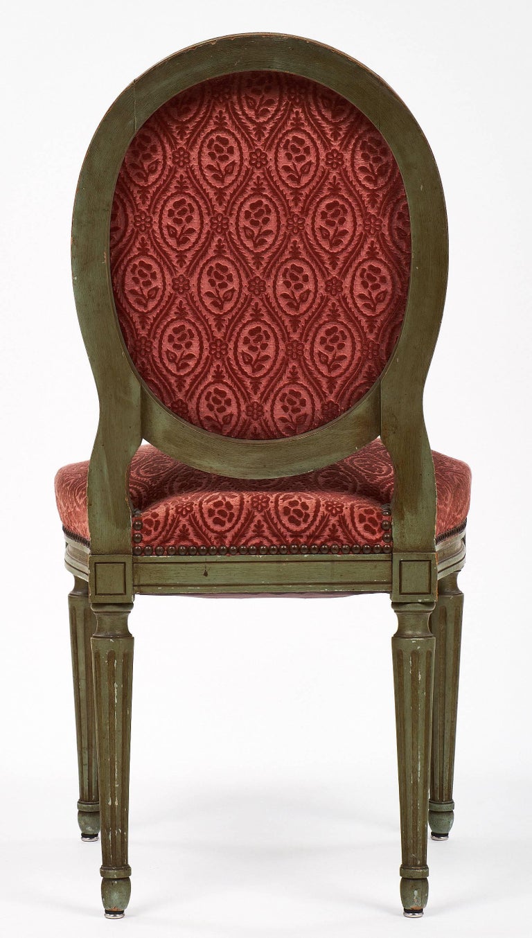 Pair of French Antique Louis XVI Style Medallion Back Chairs at 1stDibs