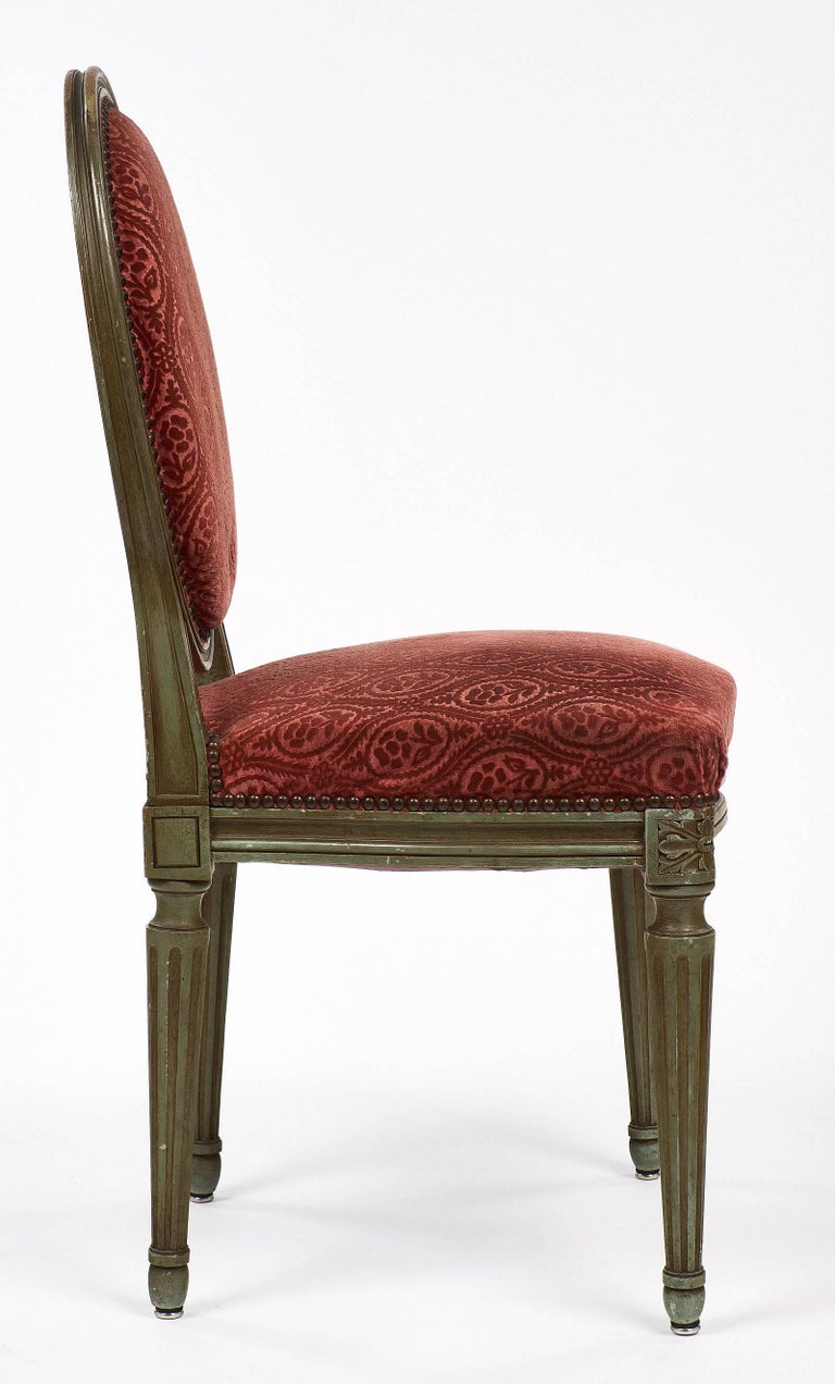Pair of French Antique Louis XVI Style Medallion Back Chairs at 1stDibs