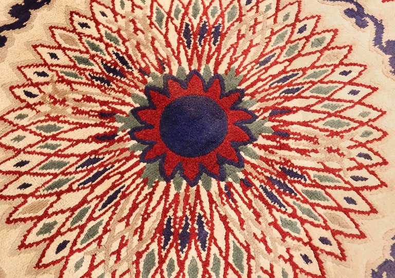 Round Antique French Art Deco Rug by Leleu at 1stDibs