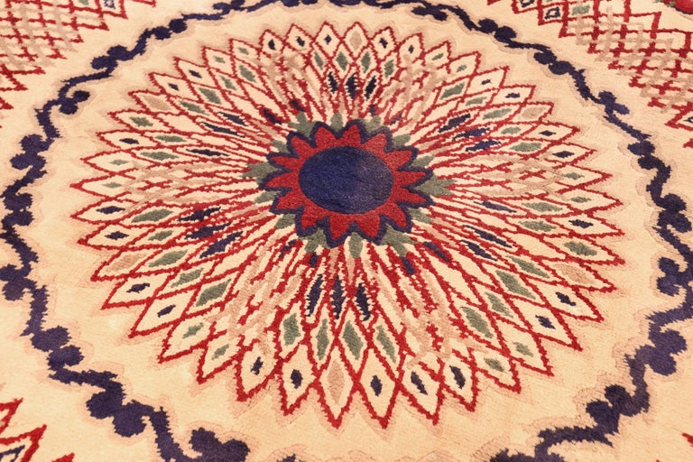 Round Antique French Art Deco Rug by Leleu at 1stDibs