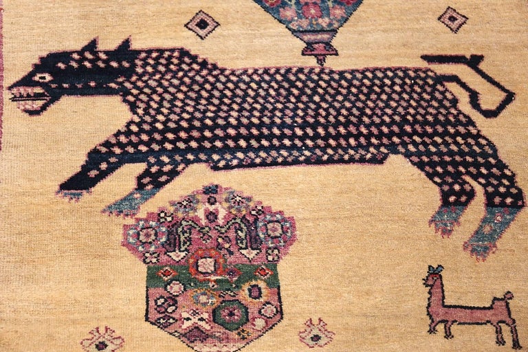 Large Animal Motif Antique Farahan Persian Rug. Size: 12 ft 2 in x 16 ...