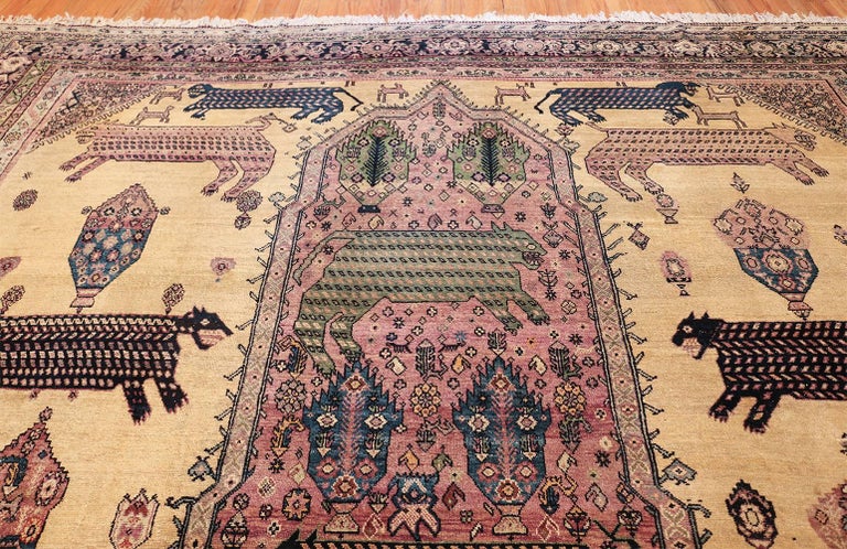 Large Animal Motif Antique Farahan Persian Rug. Size: 12 ft 2 in x 16 ...