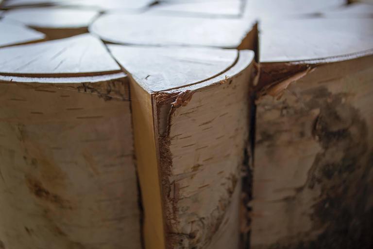 Pair of Gathered Cut Birch Side Tables For Sale at 1stDibs