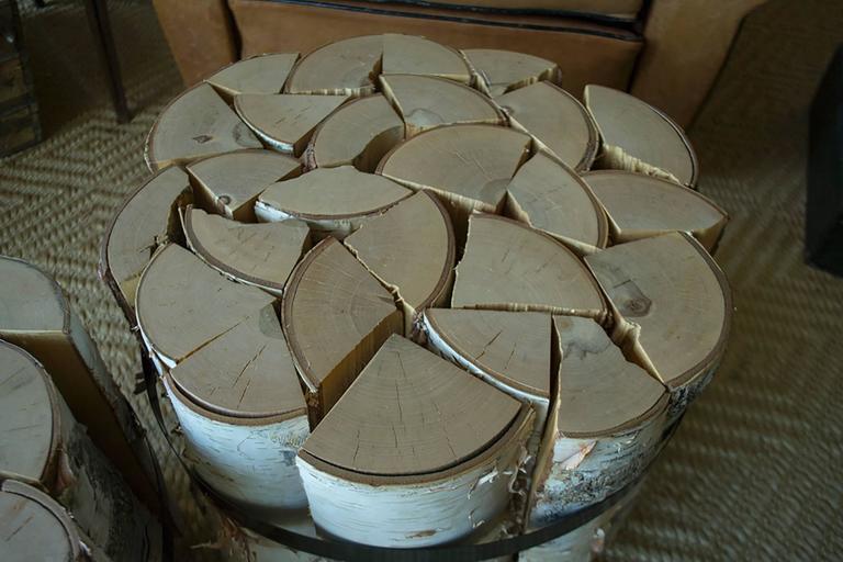 Pair of Gathered Cut Birch Side Tables For Sale at 1stDibs