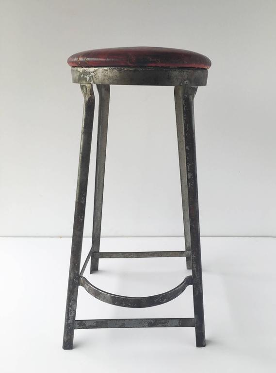 Vintage Industrial Red Top Stool from Royal Metal Co. at 1stDibs