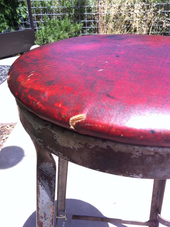 Vintage Industrial Red Top Stool from Royal Metal Co. at 1stDibs