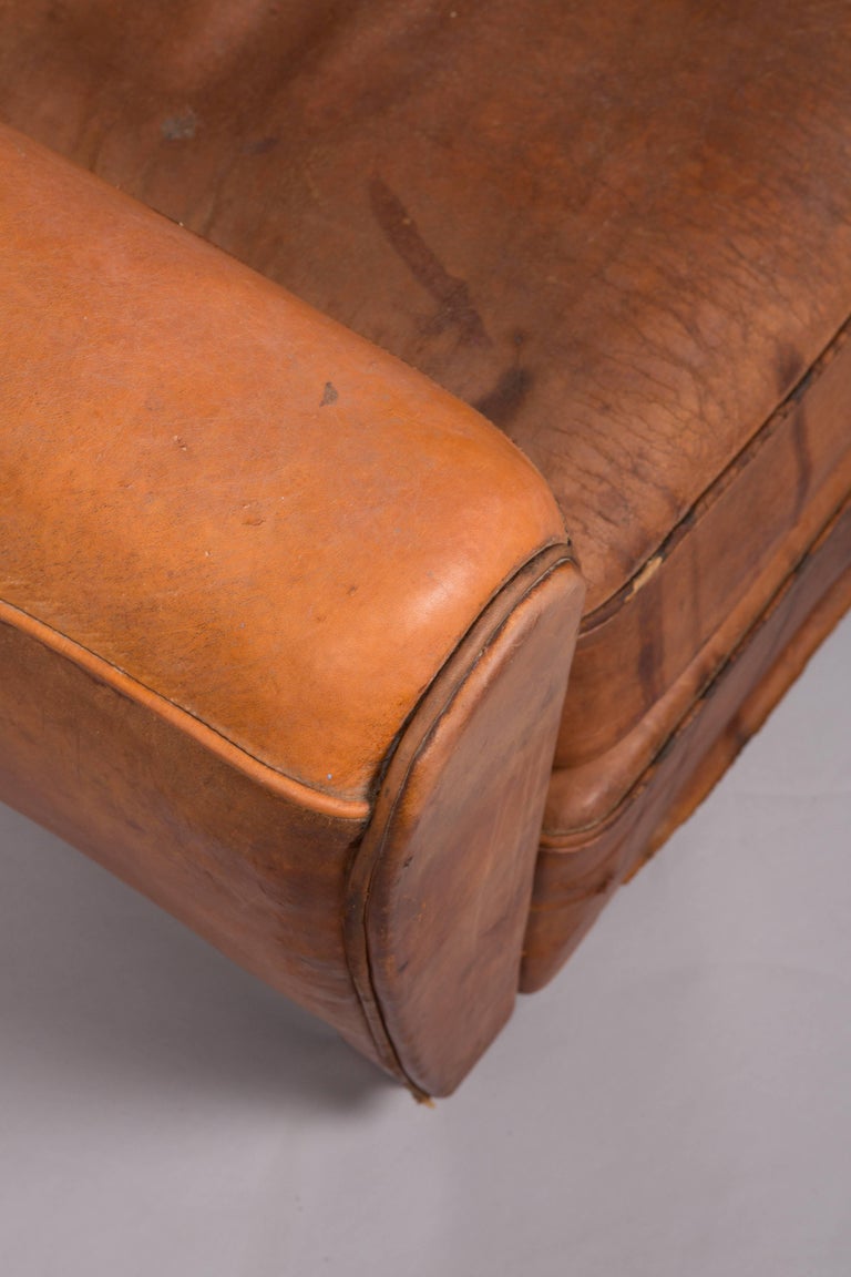 1970s Beautifully Distressed Beat-Up Leather Chair at 1stDibs