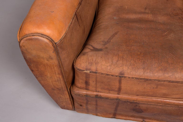 1970s Beautifully Distressed Beat-Up Leather Chair at 1stDibs