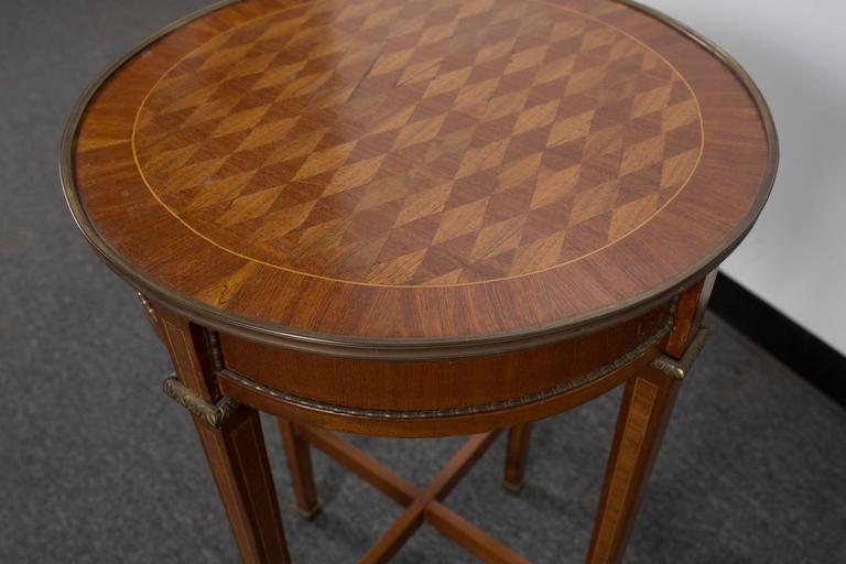 Pair of Round Marquetry Gueridons at 1stDibs