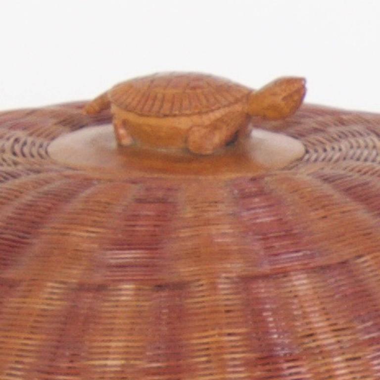 Turtle Basket, Intricately Handmade of Wicker at 1stDibs