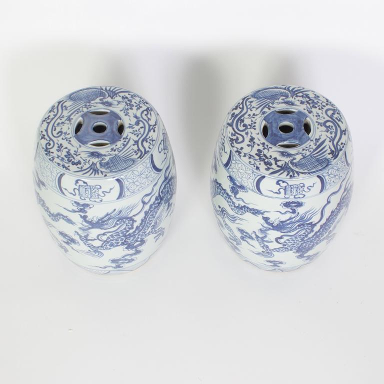 Pair of Chinese Export Lidded Jars, Two Miniature Garden Stools and a ...