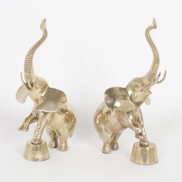 Pair of Midcentury Brass Elephant Sculptures For Sale at 1stDibs