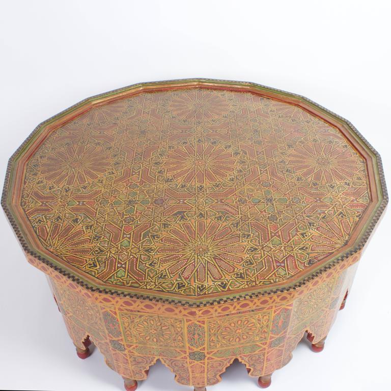 Vintage Large Hand Decorated Moroccan Cocktail or Coffee Table at ...