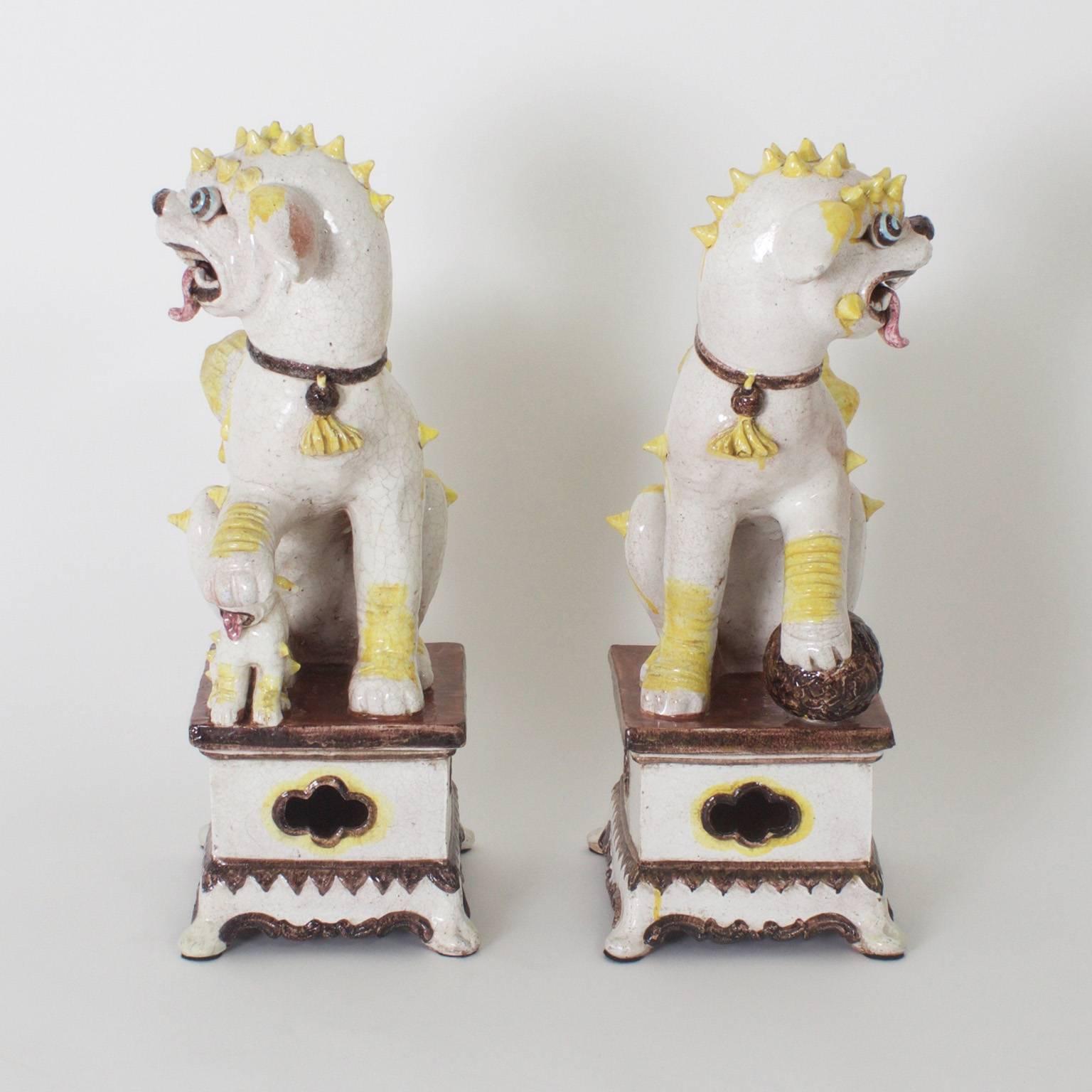 Vintage Pair of Italian Foo Dogs, in Terra Cotta at 1stDibs