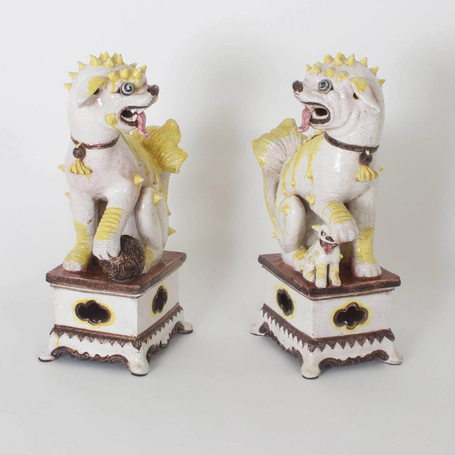 Vintage Pair of Italian Foo Dogs, in Terra Cotta at 1stDibs