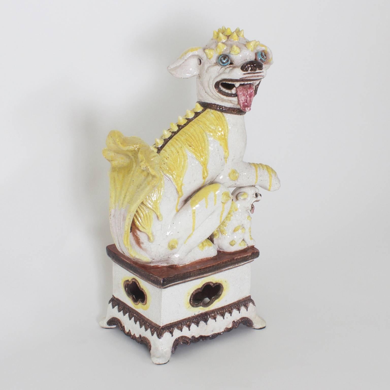 Vintage Pair of Italian Foo Dogs, in Terra Cotta at 1stDibs