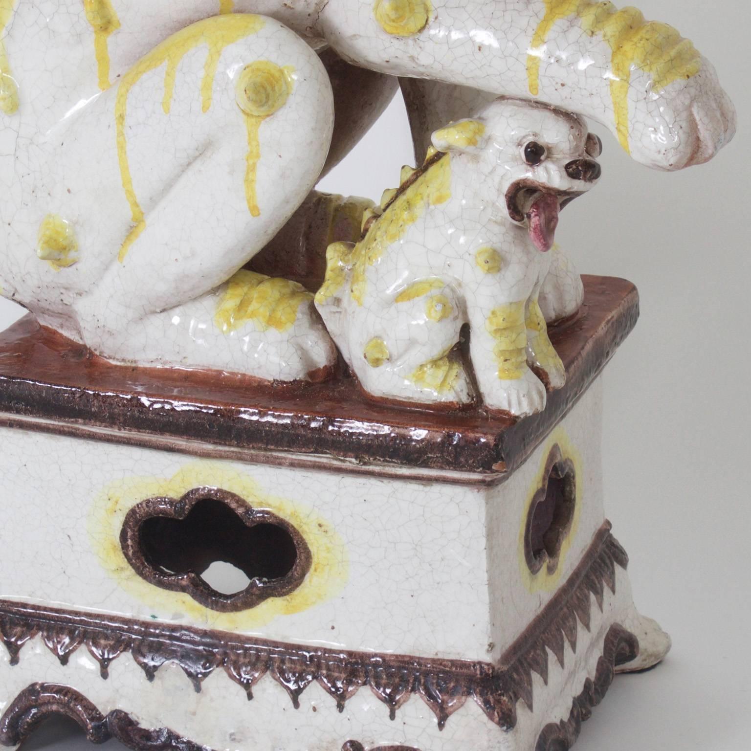 Vintage Pair of Italian Foo Dogs, in Terra Cotta at 1stDibs