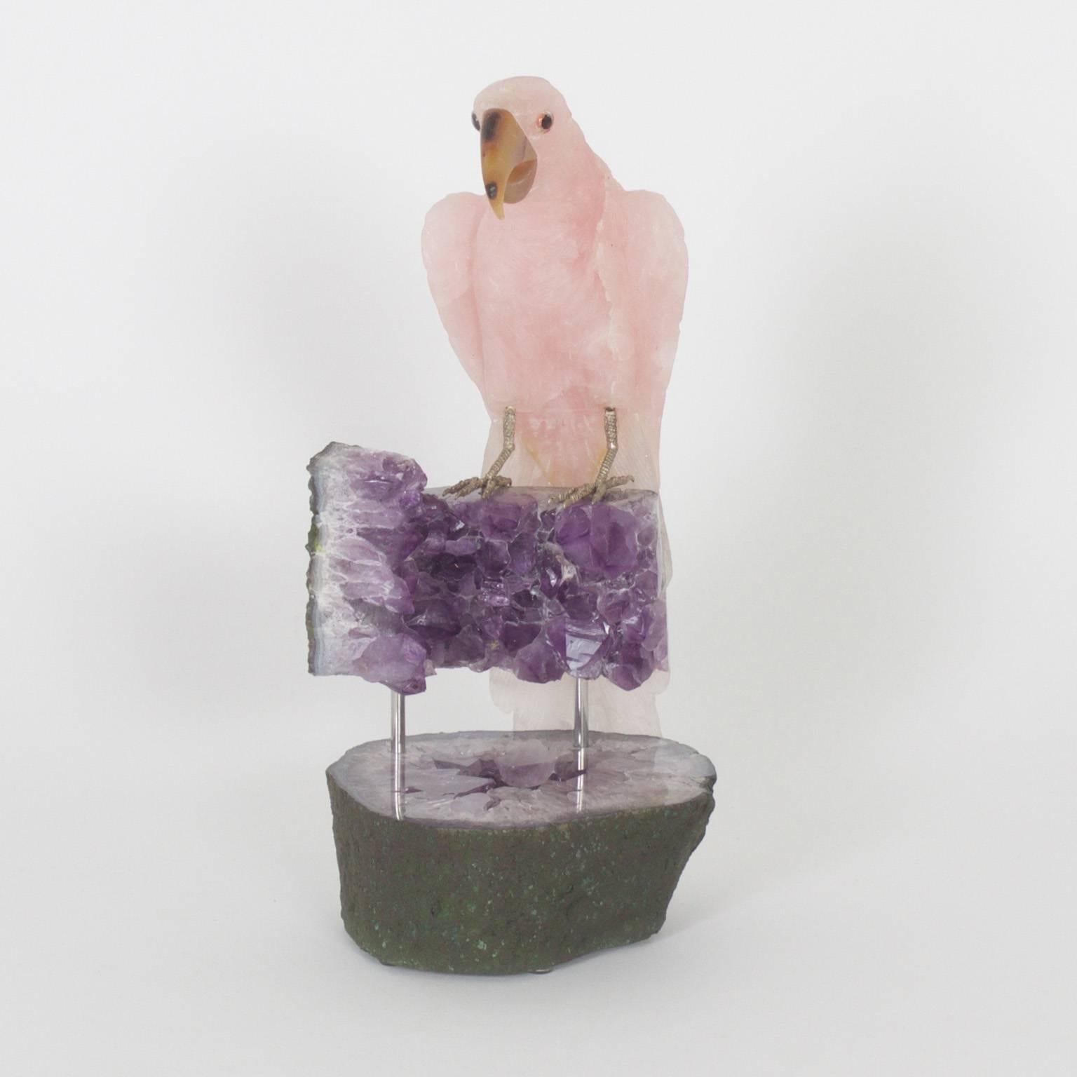 Parrot on Stand Sculpture in Quartz at 1stDibs | quartz sculpture
