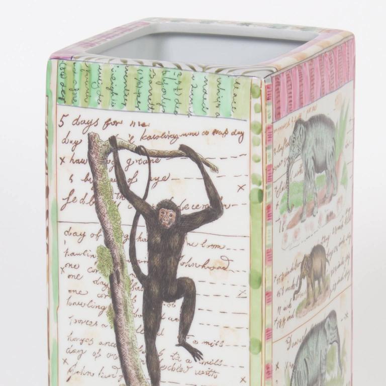 Pair of Hand-Painted African Animal Vases at 1stDibs