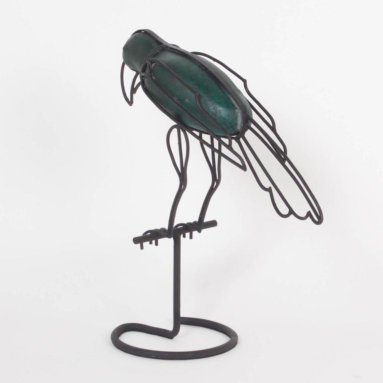 Mid-Century Modern Metal Parrot Form Sculpture For Sale at 1stDibs