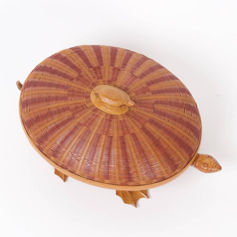 Amusing Mid-Century Wicker Turtle Box at 1stDibs