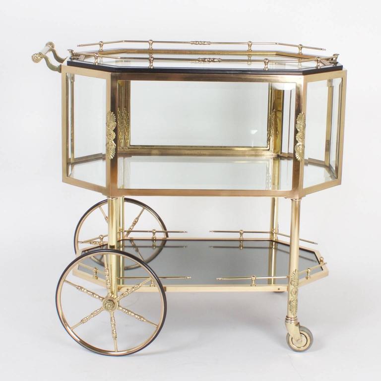 Chic Octagonal Brass Dessert Cart or Drinks Trolley at 1stDibs