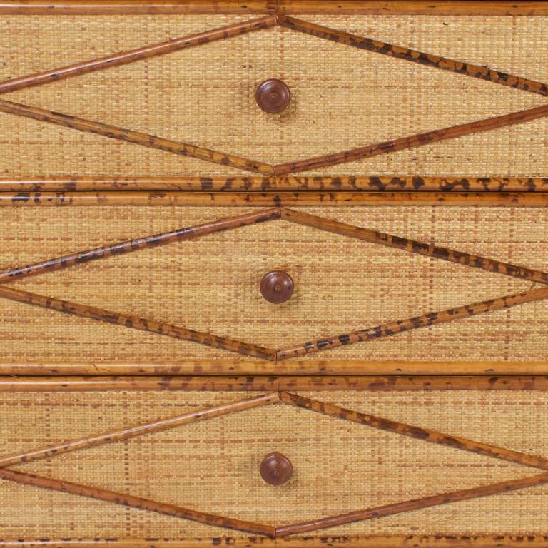 Faux Bamboo and Grass Cloth Six-Drawer Chest at 1stDibs