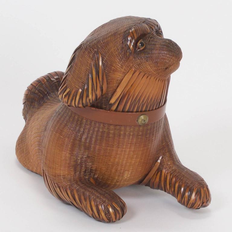 Adorable Pekingese Wicker Dog Box at 1stDibs