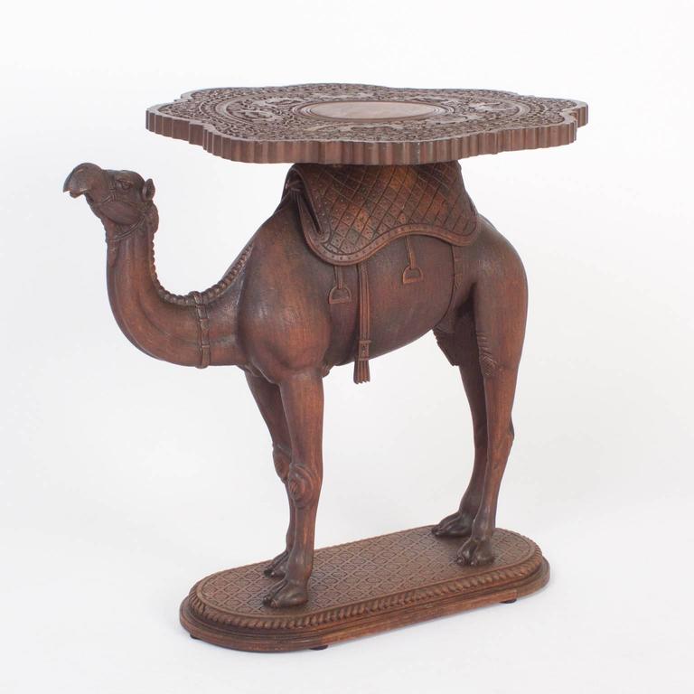 Antique Anglo Indian Carved Hardwood Camel Table at 1stDibs