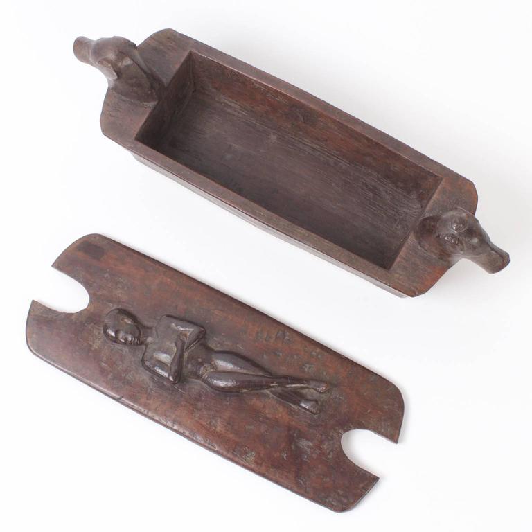 Intriguing Antique Carved Wood Lidded Priest's Box For Sale at 1stDibs ...