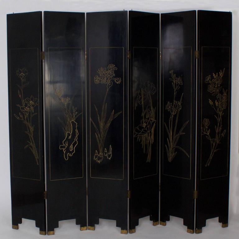 Mid-Century Six Panel Chinese Screen at 1stDibs