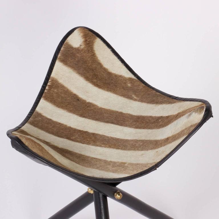 Group of Four Campaign Style Zebra Hide Folding Stools, Available ...