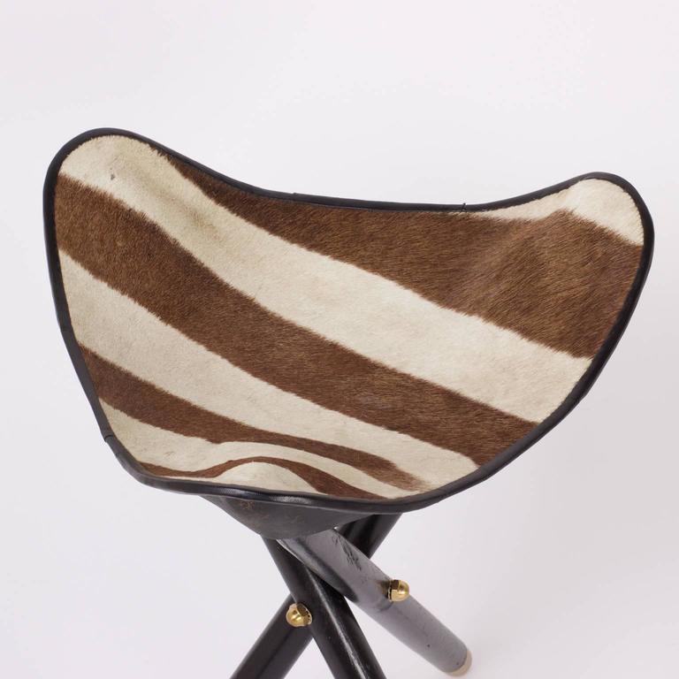 Group of Four Campaign Style Zebra Hide Folding Stools, Available ...