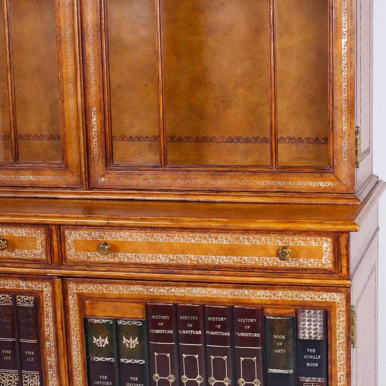 Mid-Century Leather Covered Bookcase or Cabinet For Sale at 1stDibs