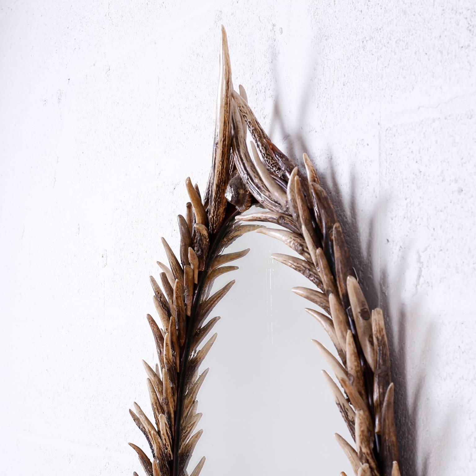 European Deer Antler Wall Mirror Featuring Candle Holders at 1stDibs ...
