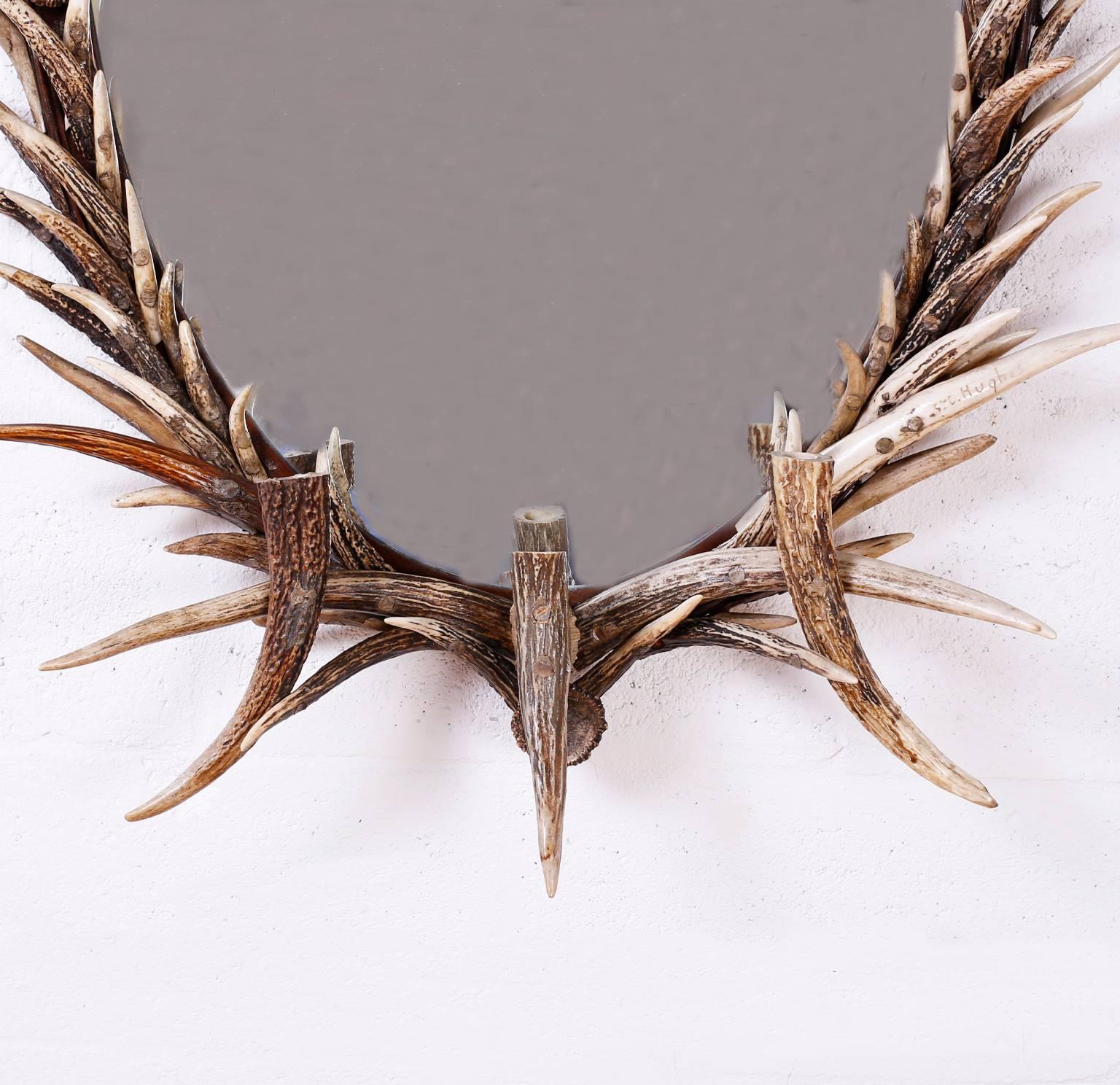 European Deer Antler Wall Mirror Featuring Candle Holders at 1stDibs ...