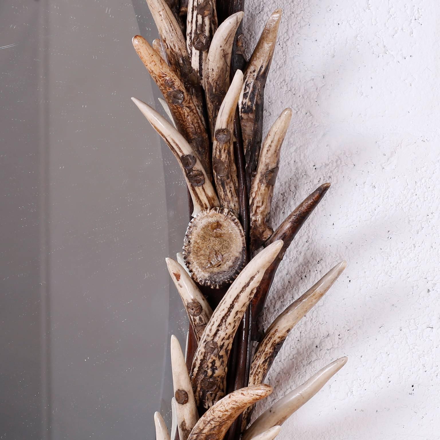 European Deer Antler Wall Mirror Featuring Candle Holders at 1stDibs ...