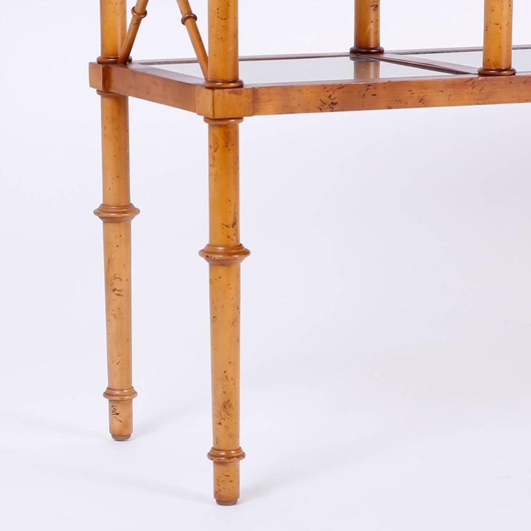 Regency Style Faux Bamboo Two-Tiered Cane Top Table or Console at 1stDibs