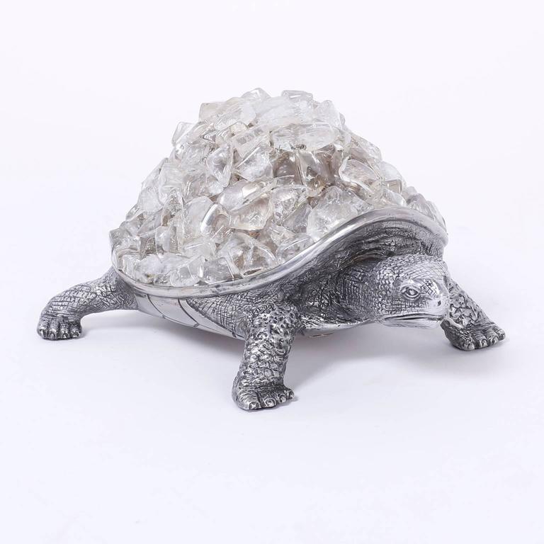 Mid-Century Pewter and Geode Turtle Sculpture at 1stDibs