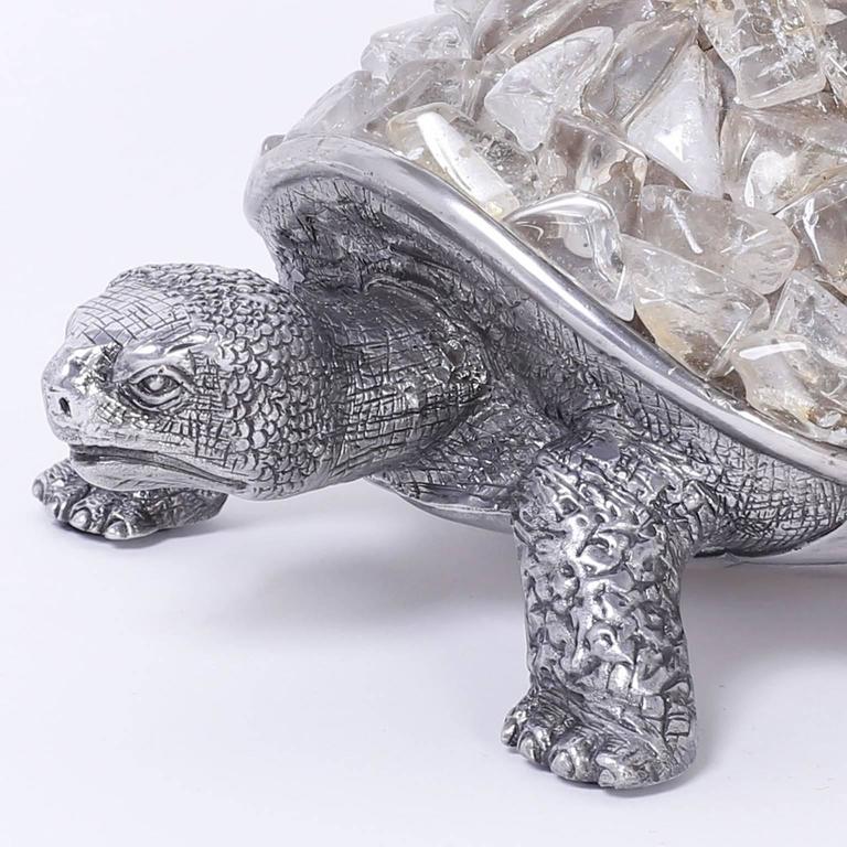 Mid-Century Pewter and Geode Turtle Sculpture at 1stDibs