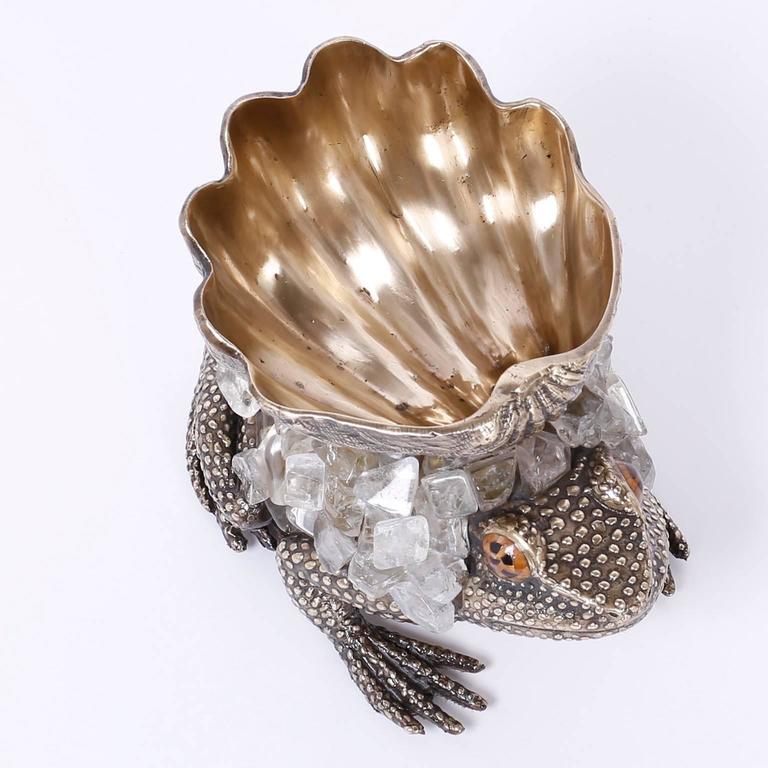 Mid-Century Brass and Geode Frog Sculpture at 1stDibs