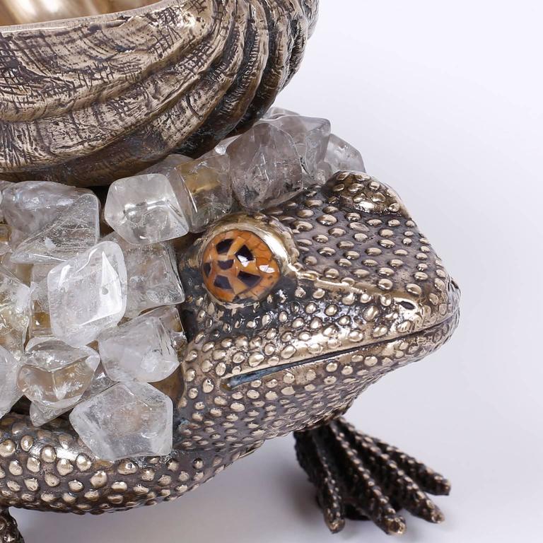 Mid-Century Brass and Geode Frog Sculpture at 1stDibs