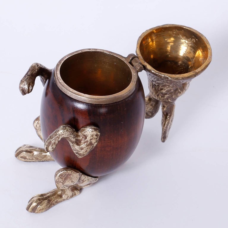 Arthur Court Brass and Wood Rabbit Box at 1stDibs