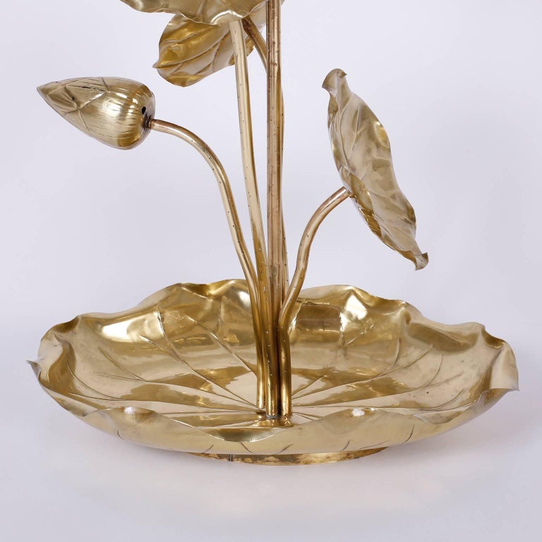 Tropical Brass Lotus Flower Table Lamp at 1stDibs