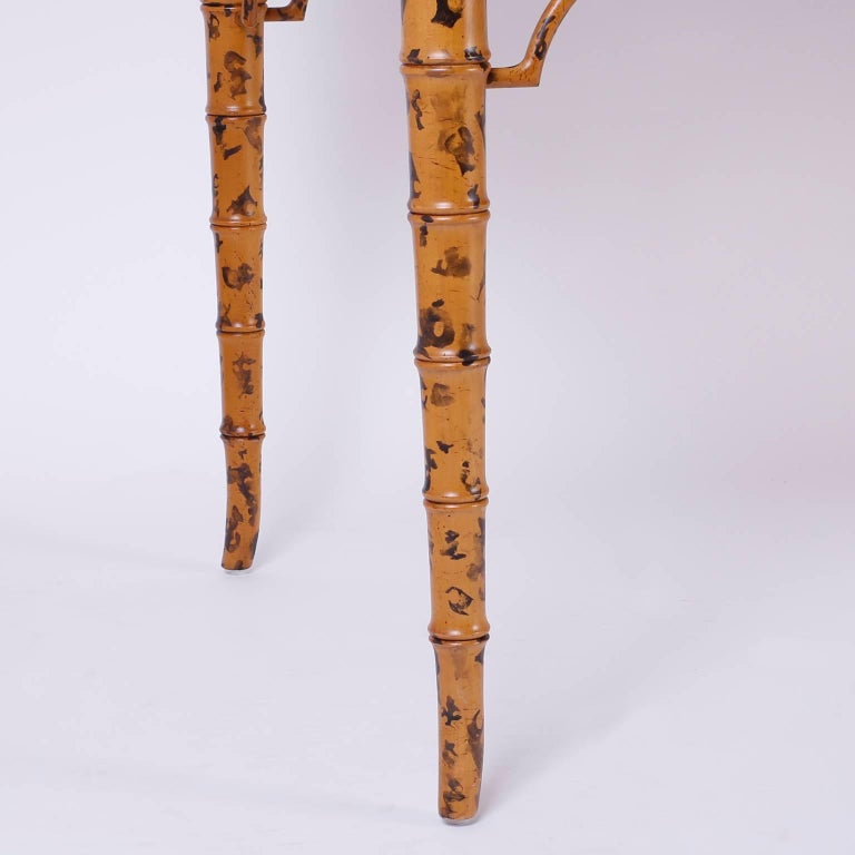 Midcentury Faux Burnt Bamboo Desk or Writing Table at 1stdibs